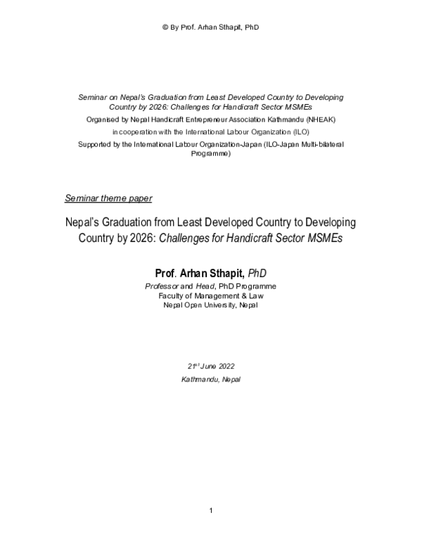 (PDF) Nepal’s Graduation from Least Developed Country to Developing Country by 2026: Challenges ...