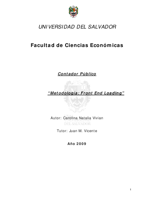(PDF) Metodología: front end loading