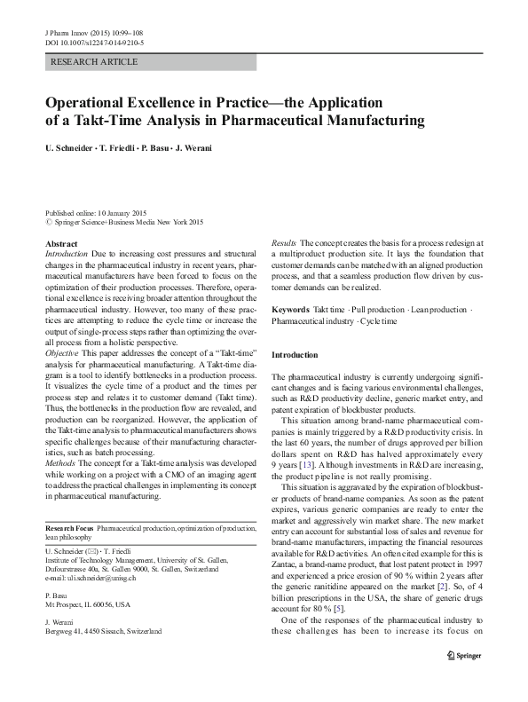 (PDF) Operational Excellence in Practice—the Application of a Takt-Time ...