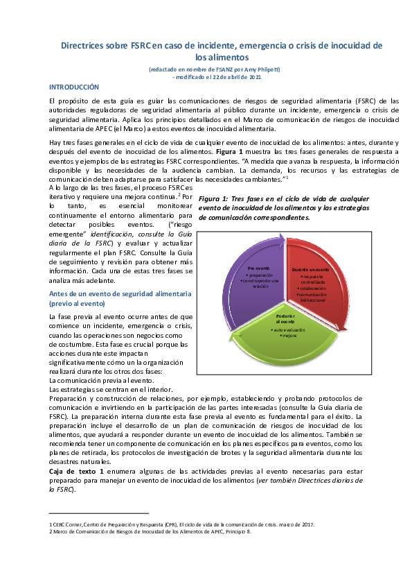 (PDF) Directrices sobre FSRC en caso de incidente, emergencia o crisis ...