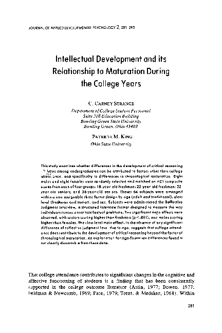 (PDF) Intellectual development and its relationship to maturation ...
