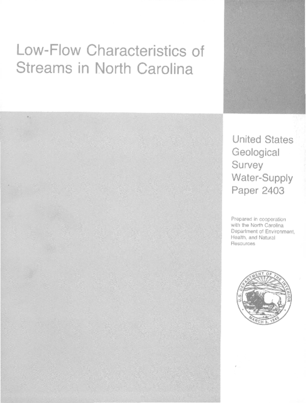 (PDF) Low-flow characteristics of streams in North Carolina