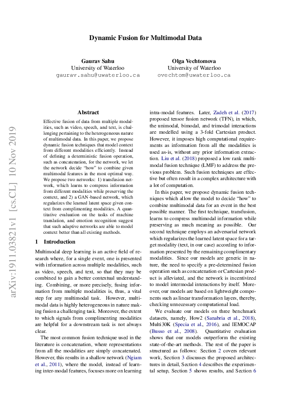 (PDF) Dynamic Fusion for Multimodal Data