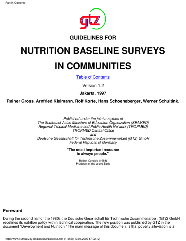 (PDF) Nutrition Baseline Surveys