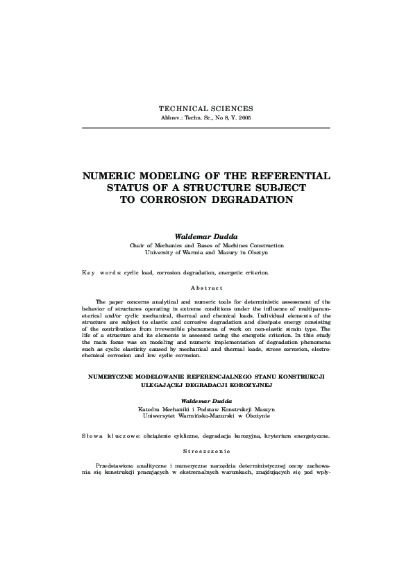 (PDF) Numeric Modeling of the Referential Status of a Structure Subject to Corrosion Degradation ...