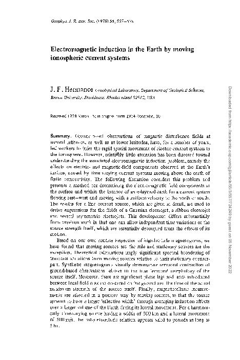 (PDF) Electromagnetic induction in the Earth by moving ionospheric ...