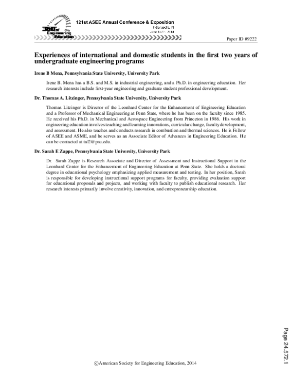 (PDF) Experiences of International and Domestic Students in the First Two Years of Undergraduate ...