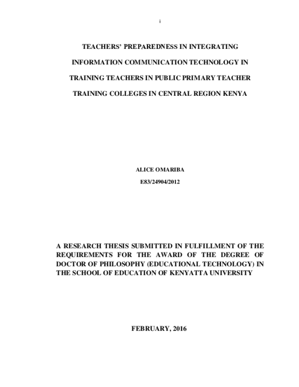 Pdf Teachers Preparedness In Integrating Information Communication Technology In Training