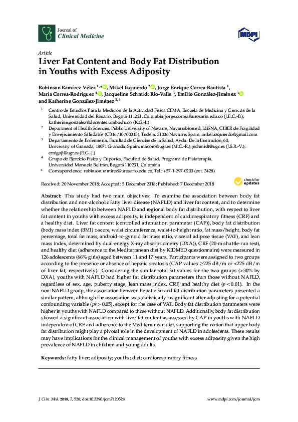 (PDF) Liver Fat Content and Body Fat Distribution in Youths with Excess ...