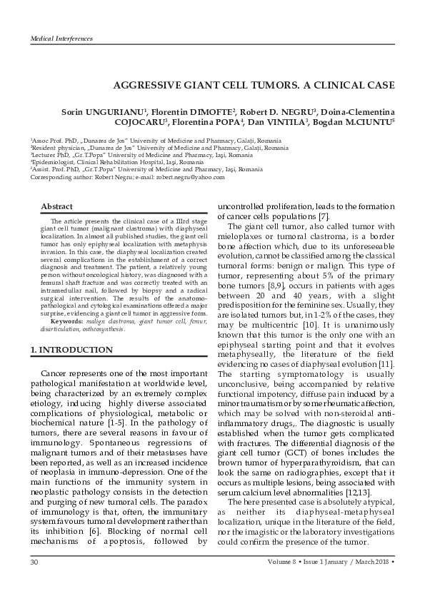 (PDF) Aggressive Giant Cell Tumors. A Clinical Case