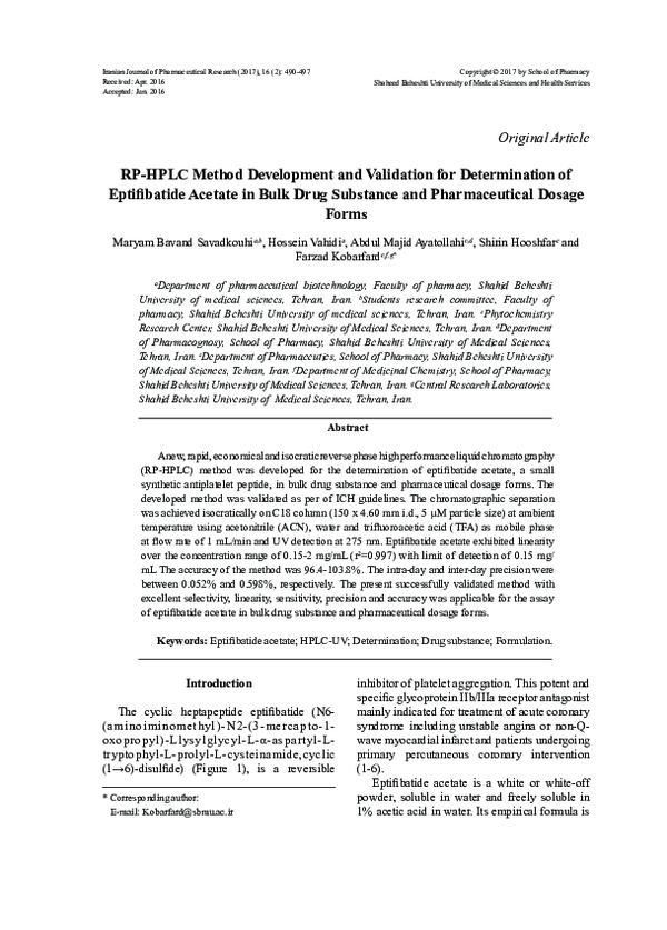 (PDF) RP-HPLC Method Development and Validation for Determination of ...