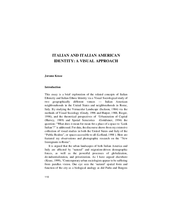 (PDF) Italian and Italian American Identity: A Visual Approach