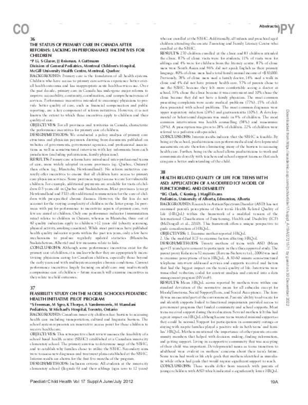 (PDF) Health Related Quality of Life for Teens with Asd: Application of ...