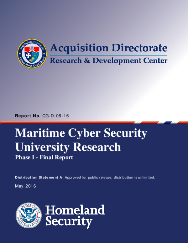 (PDF) Maritime Cyber Security University Research