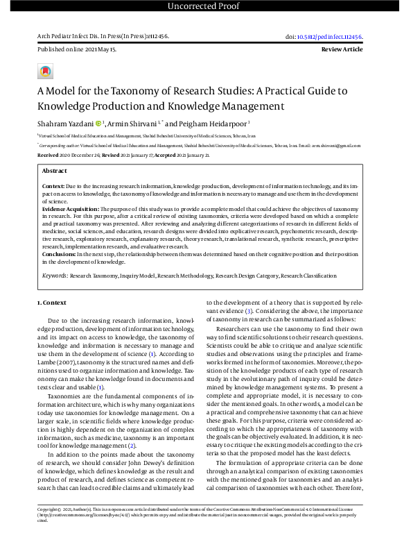 (PDF) A Model for the Taxonomy of Research Studies: A Practical Guide ...