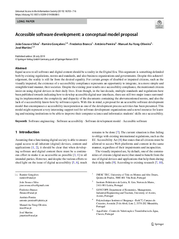 (PDF) Accessible software development: a conceptual model proposal