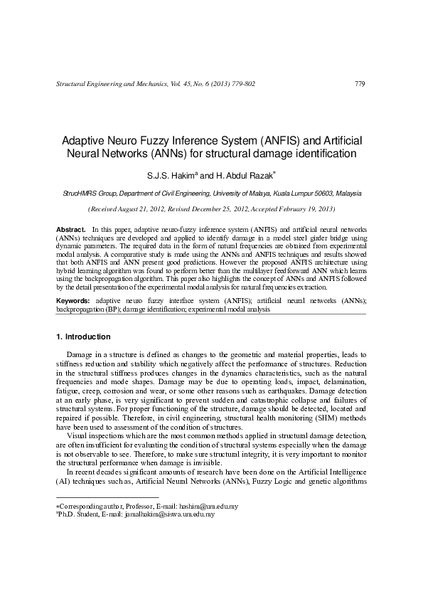 (PDF) Adaptive Neuro Fuzzy Inference System (ANFIS) and Artificial Neural Networks (ANNs) for ...