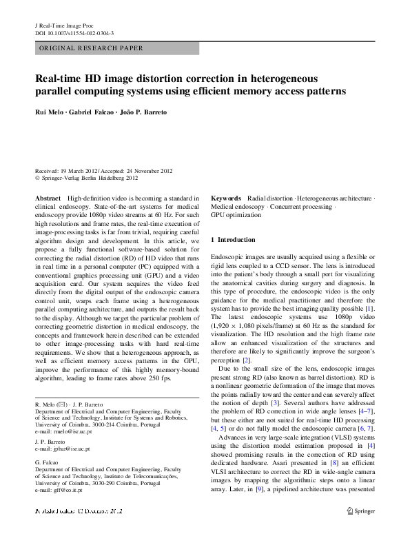(PDF) Real-time HD image distortion correction in heterogeneous parallel computing systems using ...