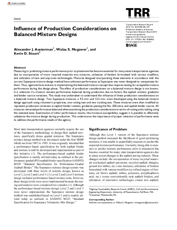 (PDF) Influence of Production Considerations on Balanced Mixture Designs