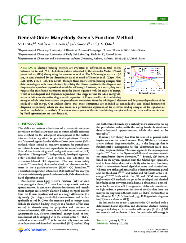 (PDF) General-Order Many-Body Green’s Function Method