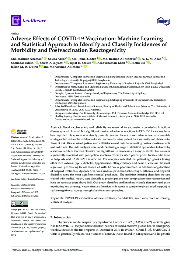 (PDF) Adverse Effects of COVID-19 Vaccination: Machine Learning and ...