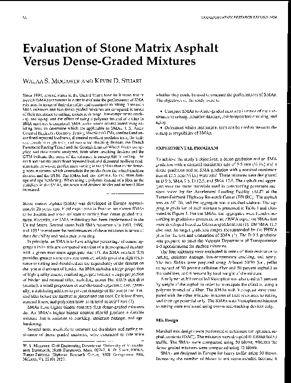 (PDF) Evaluation of Stone Matrix Asphalt Versus Dense-Graded Mixtures