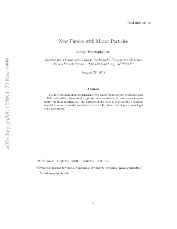 (PDF) New physics with mirror particles