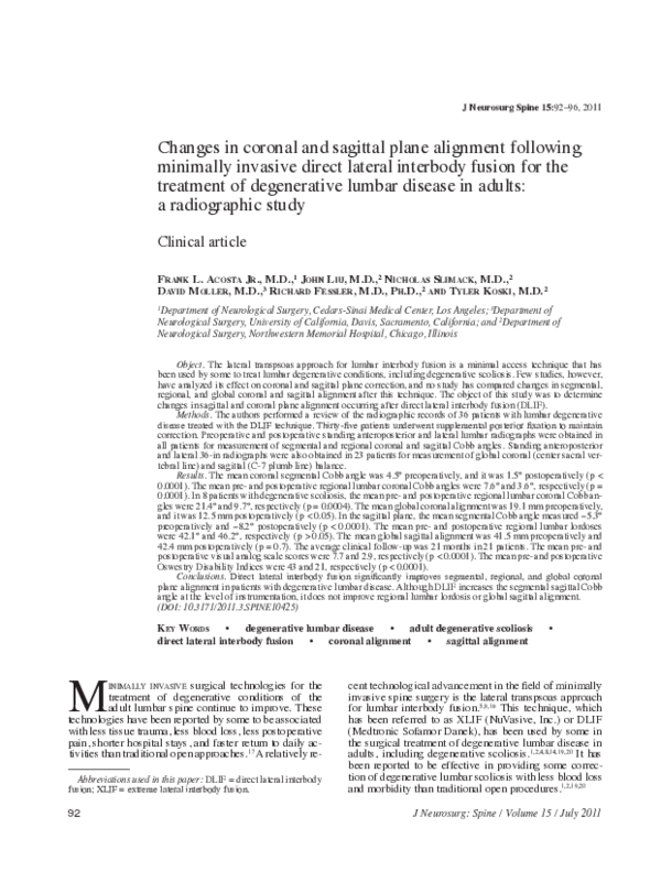 (PDF) Changes in coronal and sagittal plane alignment following ...