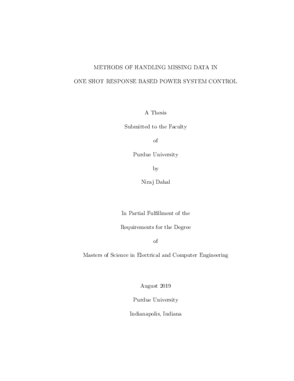 (PDF) Methods of Handling Missing Data in One Shot Response Based Power System Control