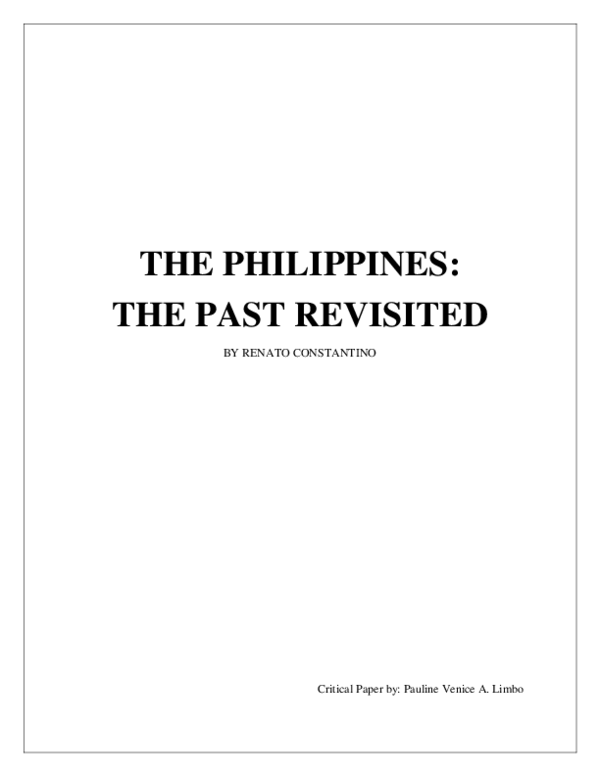(PDF) THE PHILIPPINES: THE PAST REVISITED