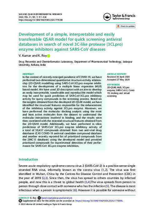 (PDF) Development of a simple, interpretable and easily transferable ...