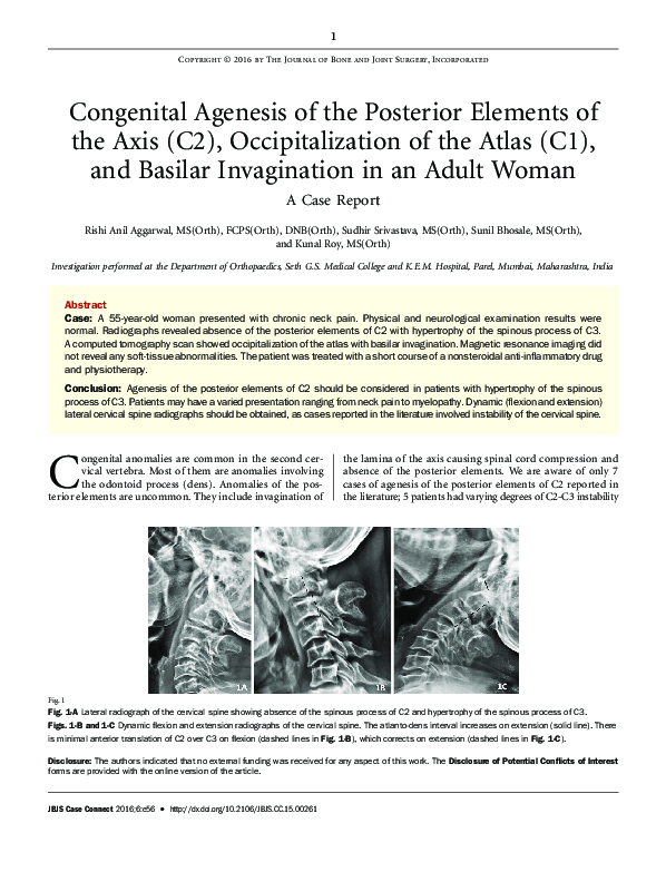 (PDF) Congenital Agenesis of the Posterior Elements of the Axis (C2 ...