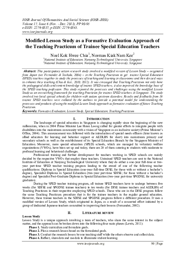 (PDF) Modified Lesson Study as a Formative Evaluation Approach of the ...
