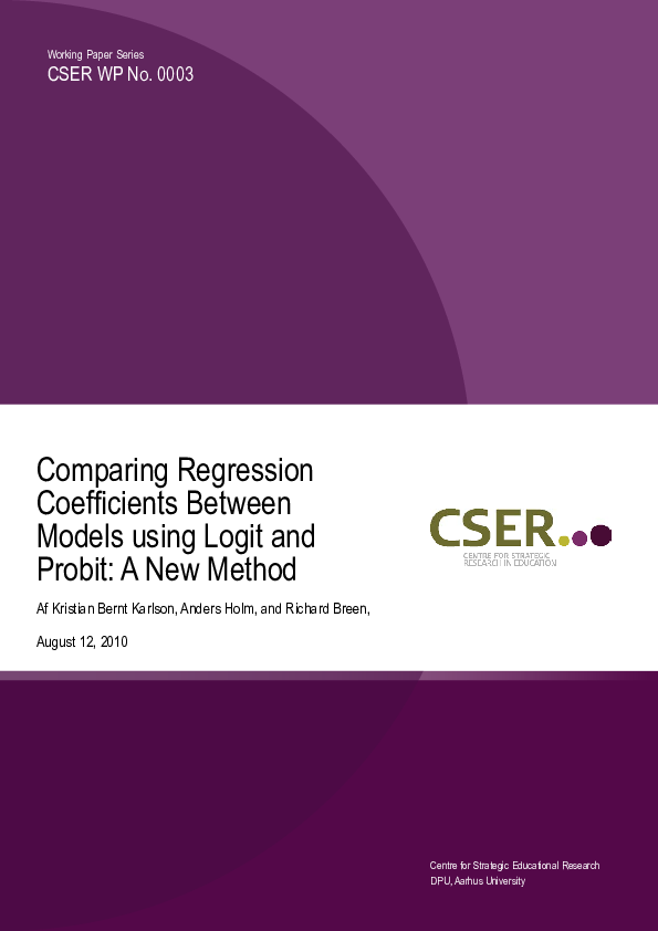 Pdf Comparing Regression Coefficients Between Models Using Logit And Probit A New Method