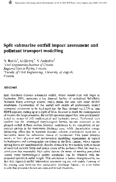 (PDF) Split Submarine Outfall Impact Assessment And Pollutant Transport ...