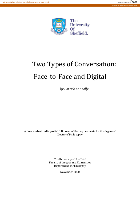 (PDF) Two Types of Conversation: Face-to-Face and Digital | Patrick ...