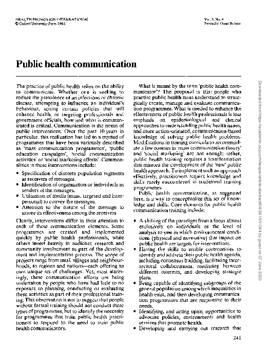 (PDF) Public health communication