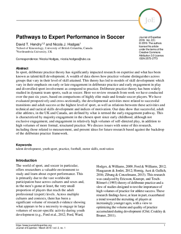 (PDF) Pathways to Expert Performance in Soccer