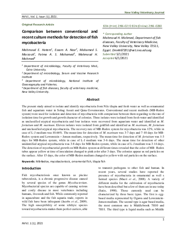 (PDF) Comparison between conventional and recent culture methods for ...