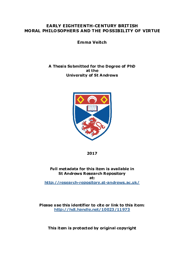 (PDF) Early eighteenth-century British moral philosophers and the ...