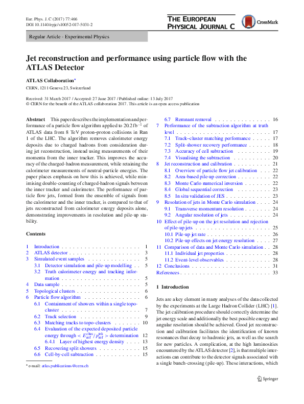 (PDF) Jet reconstruction and performance using particle flow with the ...