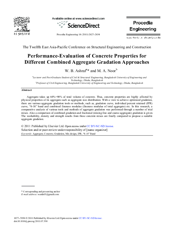 Pdf Performance Evaluation Of Concrete Properties For Different Combined Aggregate Gradation
