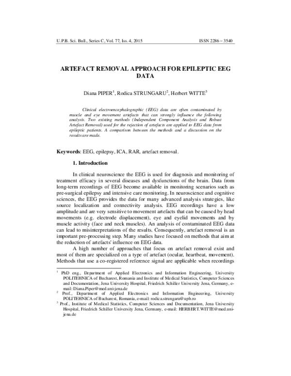 (PDF) Artefact Removal Approach for Epileptic Eeg Data