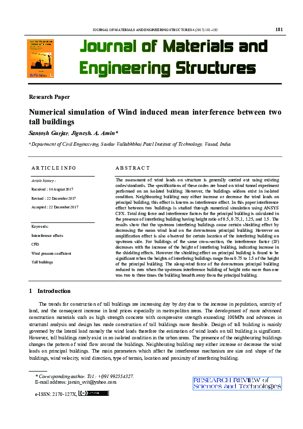 (PDF) Numerical simulation of Wind induced mean interference between ...