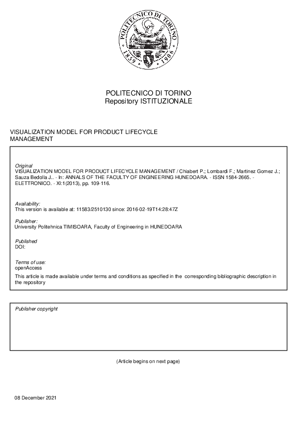 (PDF) Visualization Model for Product Lifecycle Management