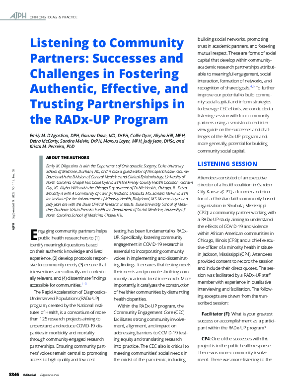 (PDF) Listening to Community Partners: Successes and Challenges in ...