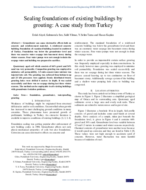 (PDF) Sealing foundations of existing buildings by grouting: A case ...