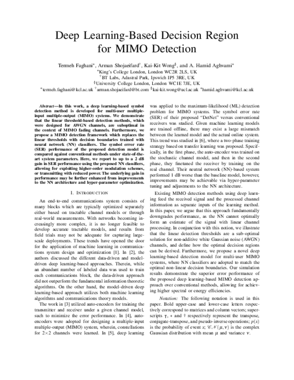 (PDF) Deep Learning-Based Decision Region for MIMO Detection