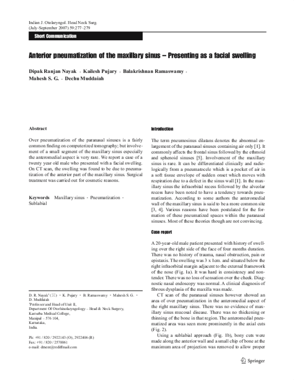 Pdf Anterior Pneumatization Of The Maxillary Sinus Presenting As A