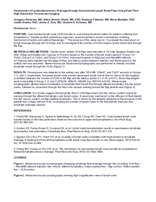 (PDF) Assessment of Lymphaticovenous Drainage Through Vascularized Lymph Node Flaps Using Real ...